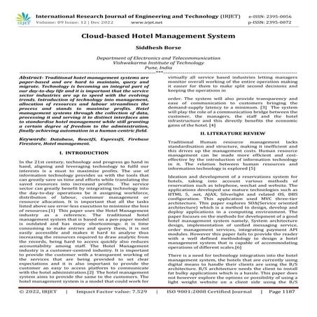 Cloud-based Hotel Management System | PDF | Web Development | Internet