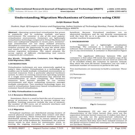 Understanding Migration Mechanisms of Containers using CRIU | PDF | Operating Systems | Computer ...