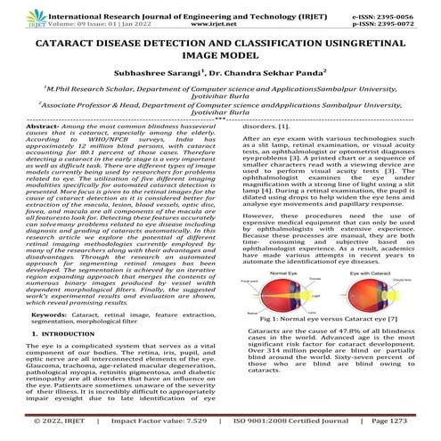 CATARACT DISEASE DETECTION AND CLASSIFICATION USING RETINAL IMAGE MODEL ...
