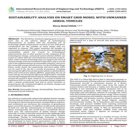 SUSTAINABILITY ANALYSIS ON SMART GRID MODEL WITH UNMANNED AERIAL ...