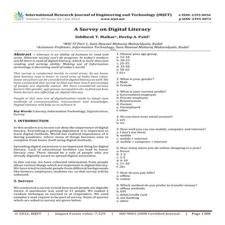 A Survey on Digital Literacy | PDF