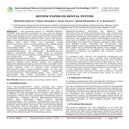 REVIEW PAPER ON RENTAL SYSTEM | PDF