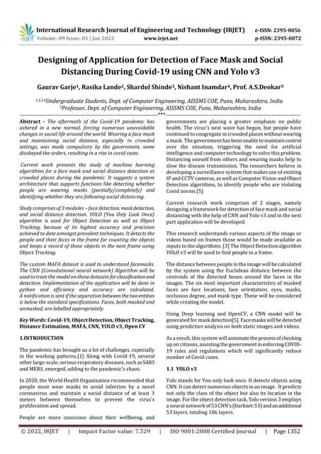 Face mask detection using deep learning on NVIDIA Jetson Nano | PDF