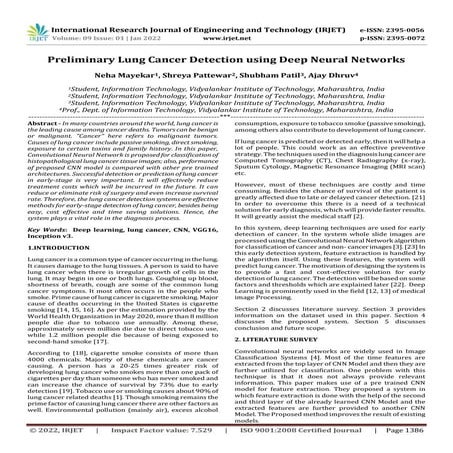 Preliminary Lung Cancer Detection Using Deep Neural Networks Pdf