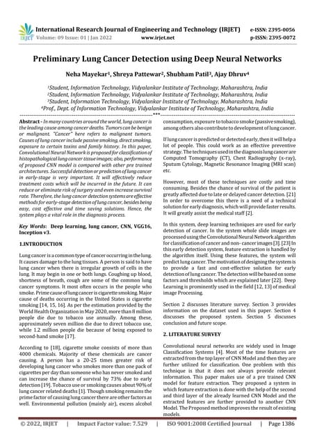 Preliminary Lung Cancer Detection Using Deep Neural Networks Pdf