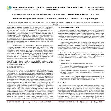 RECRUITMENT MANAGEMENT SYSTEM USING SALESFORCE.COM