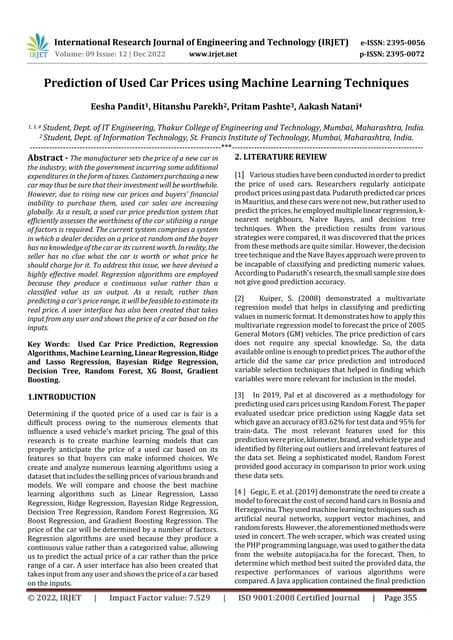 car price prediction using machine learning.pptx | Automotive Industry | Industries