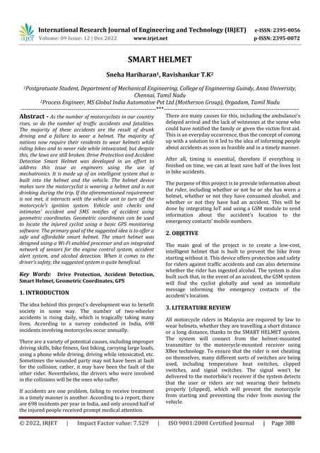 Smart Motorcycle Helmet Real Time Crash Detection With Emergency Notification Tracker And Anti