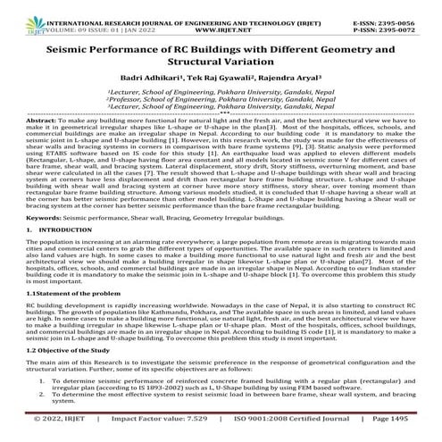 Seismic Performance of RC Buildings with Different Geometry and ...