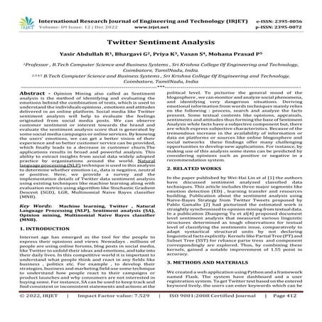 Twitter Sentiment Analysis | PDF