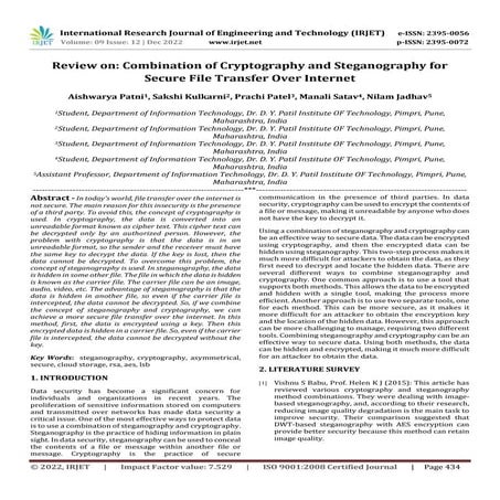 Review on: Combination of Cryptography and Steganography for Secure File Transfer Over Internet ...