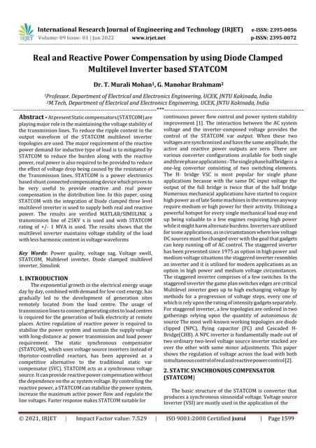 An Approach Of D Statcom In Single Phase System With Power Quality Improvement Pdf