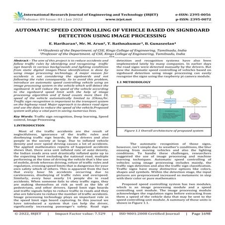 Automatic Speed Controlling Of Vehicle Based On Signboard Detection Using Image Processing Pdf