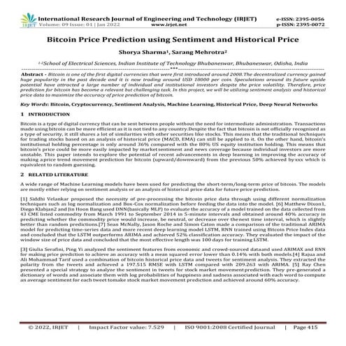 Bitcoin Price Prediction using Sentiment and Historical Price | PDF | Currencies | Economy