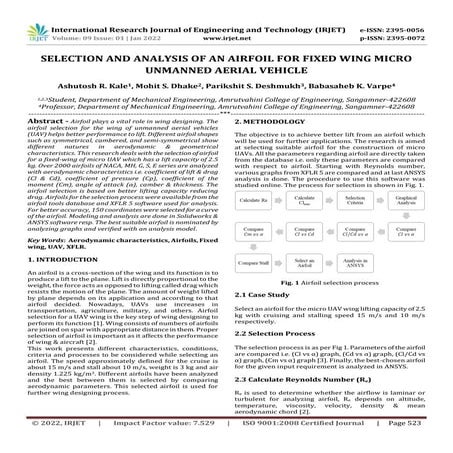 SELECTION AND ANALYSIS OF AN AIRFOIL FOR FIXED WING MICRO UNMANNED ...