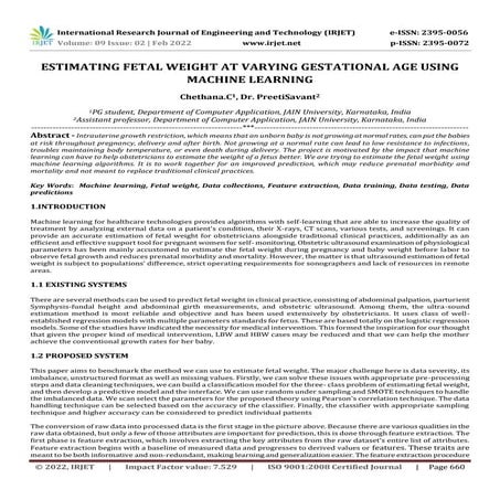ESTIMATING FETAL WEIGHT AT VARYING GESTATIONAL AGE USING MACHINE ...