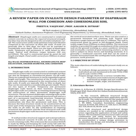A REVIEW PAPER ON EVALUATE DESIGN PARAMETER OF DIAPHRAGM WALL FOR ...