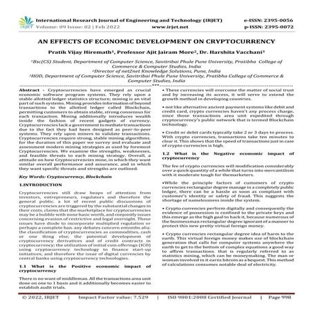 AN EFFECTS OF ECONOMIC DEVELOPMENT ON CRYPTOCURRENCY | PDF