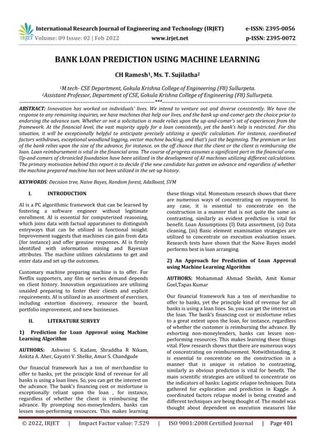 LOAN APPROVAL PRDICTION SYSTEM USING MACHINE LEARNING. | PDF