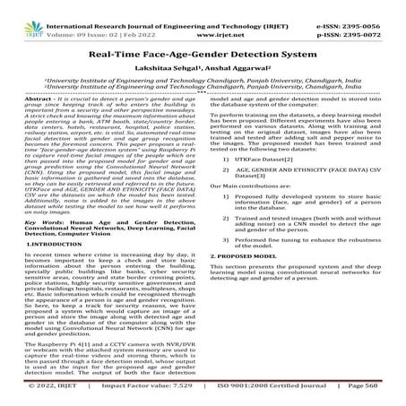 Real Time Face Age Gender Detection System Pdf