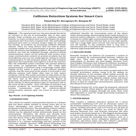 Collision Detection System For Smart Cars Pdf