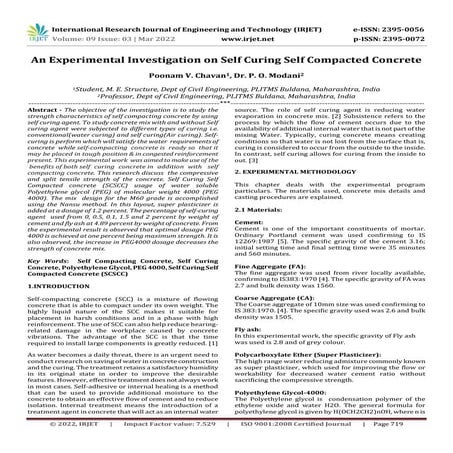 An Experimental Investigation on Self Curing Self Compacted Concrete ...