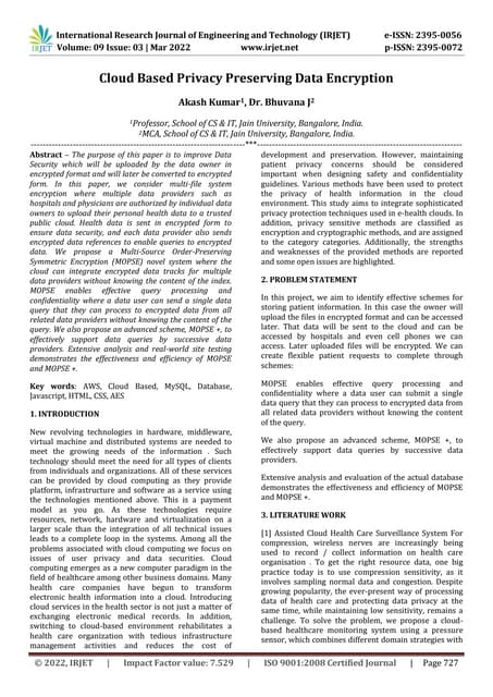 Cloud Based Privacy Preserving Data Encryption Pdf