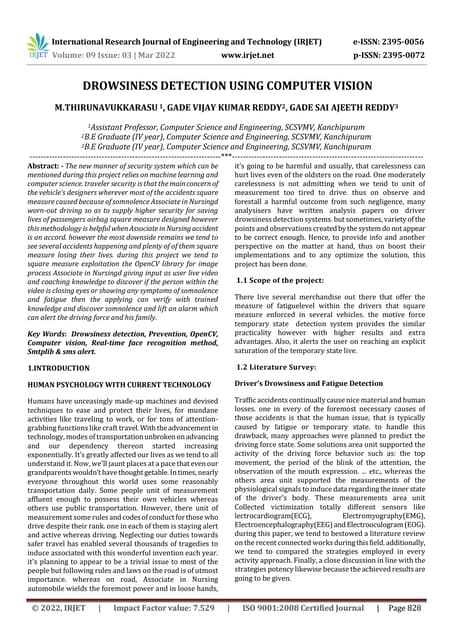 Drowsiness Detection Using Computer Vision Pdf