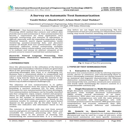 A Survey On Automatic Text Summarization Pdf