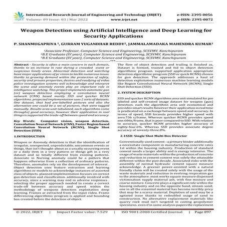 Weapon Detection Using Artificial Intelligence And Deep Learning For Security Applications Pdf