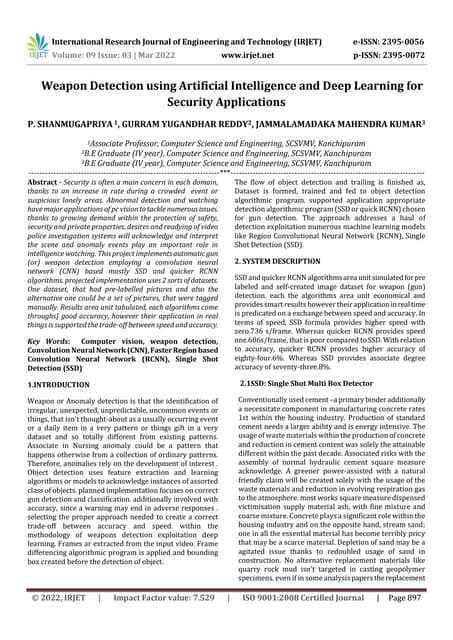 Weapon Detection Using Artificial Intelligence And Deep Learning For Security Applications Pdf