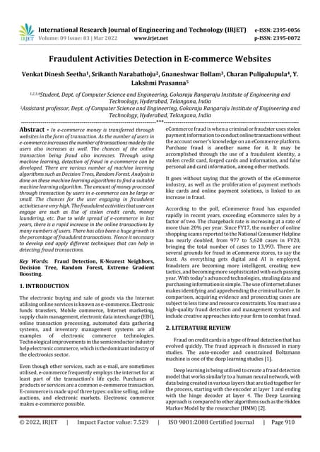 Fraudulent Activities Detection In E Commerce Websites Pdf