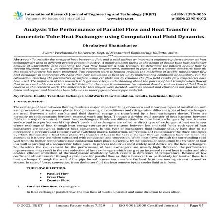 Analysis The Performance of Parallel Flow and Heat Transfer in Concentric Tube Heat Exchanger ...
