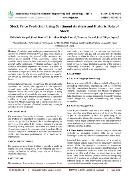 STOCK PRICE PREDICTION USING TIME SERIES | PDF | Stocks and Bonds | Personal Investing