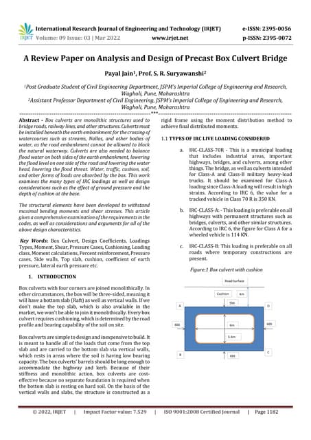 Rcc box culvert methodology and designs including computer method | PDF