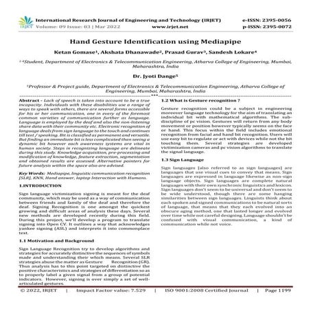 Hand Gesture Identification | PDF