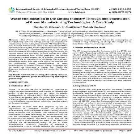 Waste Minimization in Die Cutting Industry Through Implementation of ...