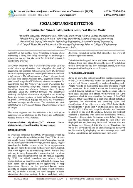 Social Distancing Detection Pdf Computing Technology And Computing