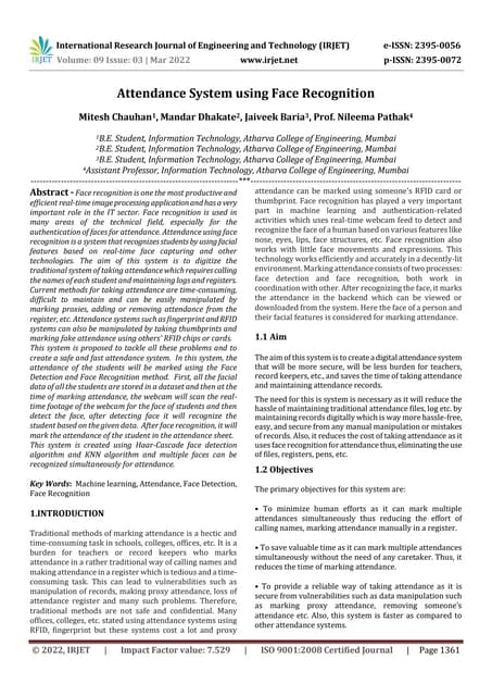 Face recognition attendance system | PPTX