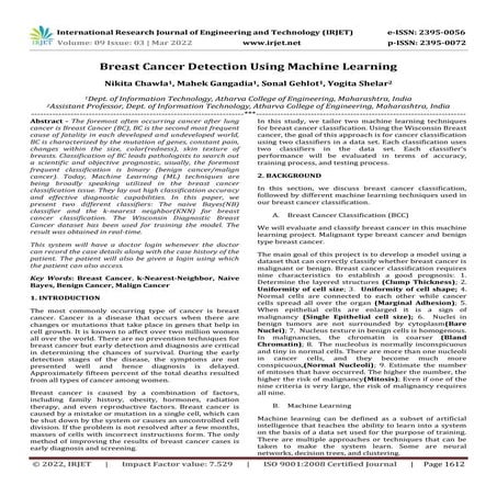 Breast Cancer Detection Using Machine Learning | PDF