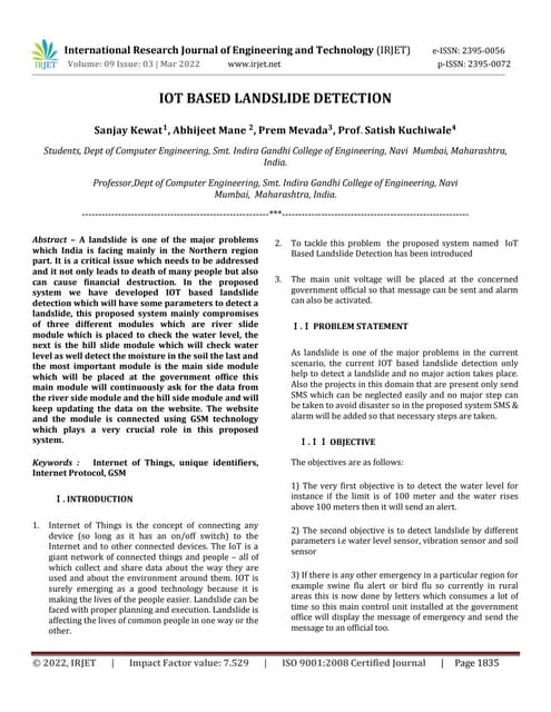 Iot Based Landslide Detection Pdf Internet Computing