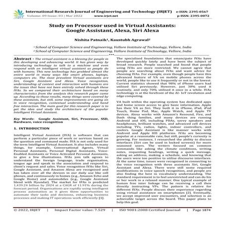Study on Processor used in Virtual Assistants: Google Assistant, Alexa ...