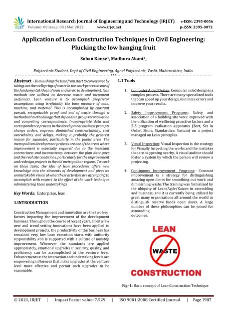 The new trend to Project Management: Lean construction. A methodology to mitigate waste and risk ...