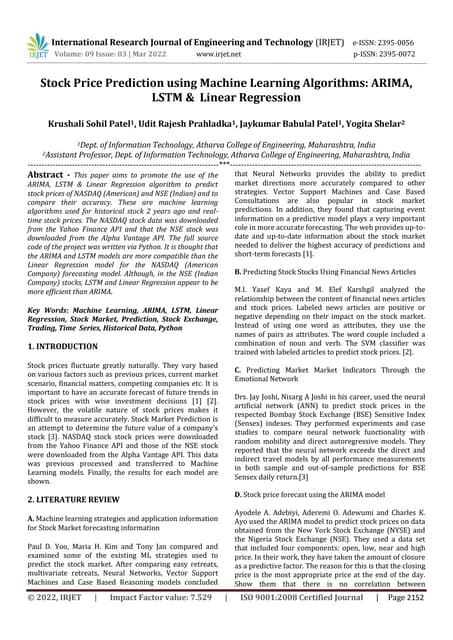 Stock Market Prediction using Machine Learning | PPT