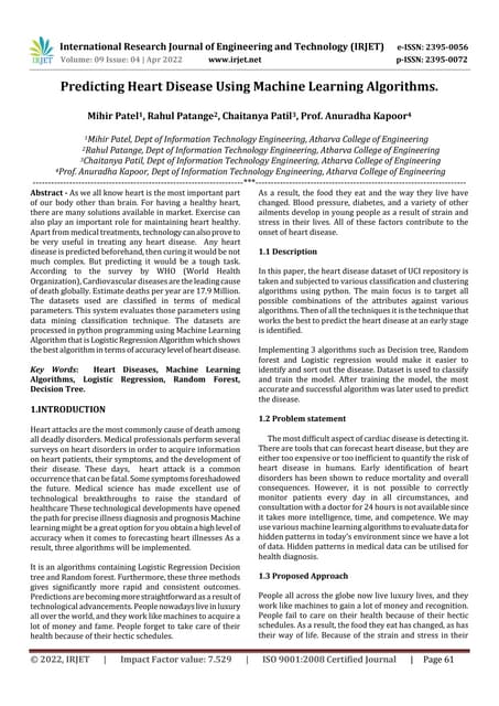 Predicting Heart Disease Using Machine Learning Algorithms Pdf