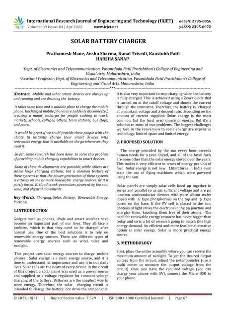 Solar power bank | DOCX | Consumer Electronics | Technology & Computing