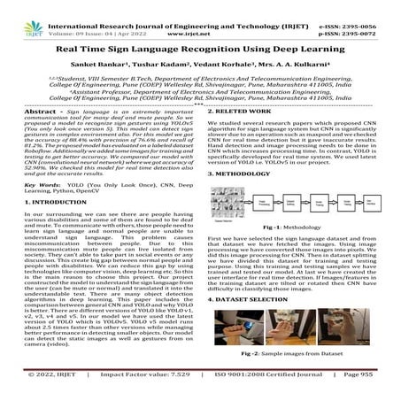 Real Time Sign Language Recognition Using Deep Learning Pdf
