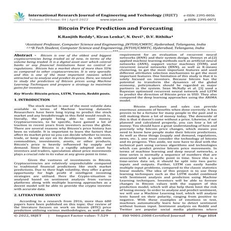 Bitcoin Price Prediction And Forecasting Pdf