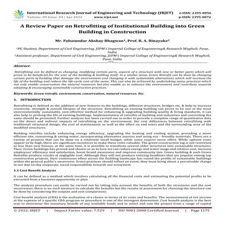 A Research Paper on Retrofitting of Institutional Building into Green ...