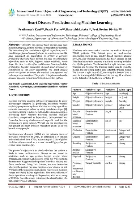 Heart Disease Prediction Using Machine Learning Pdf